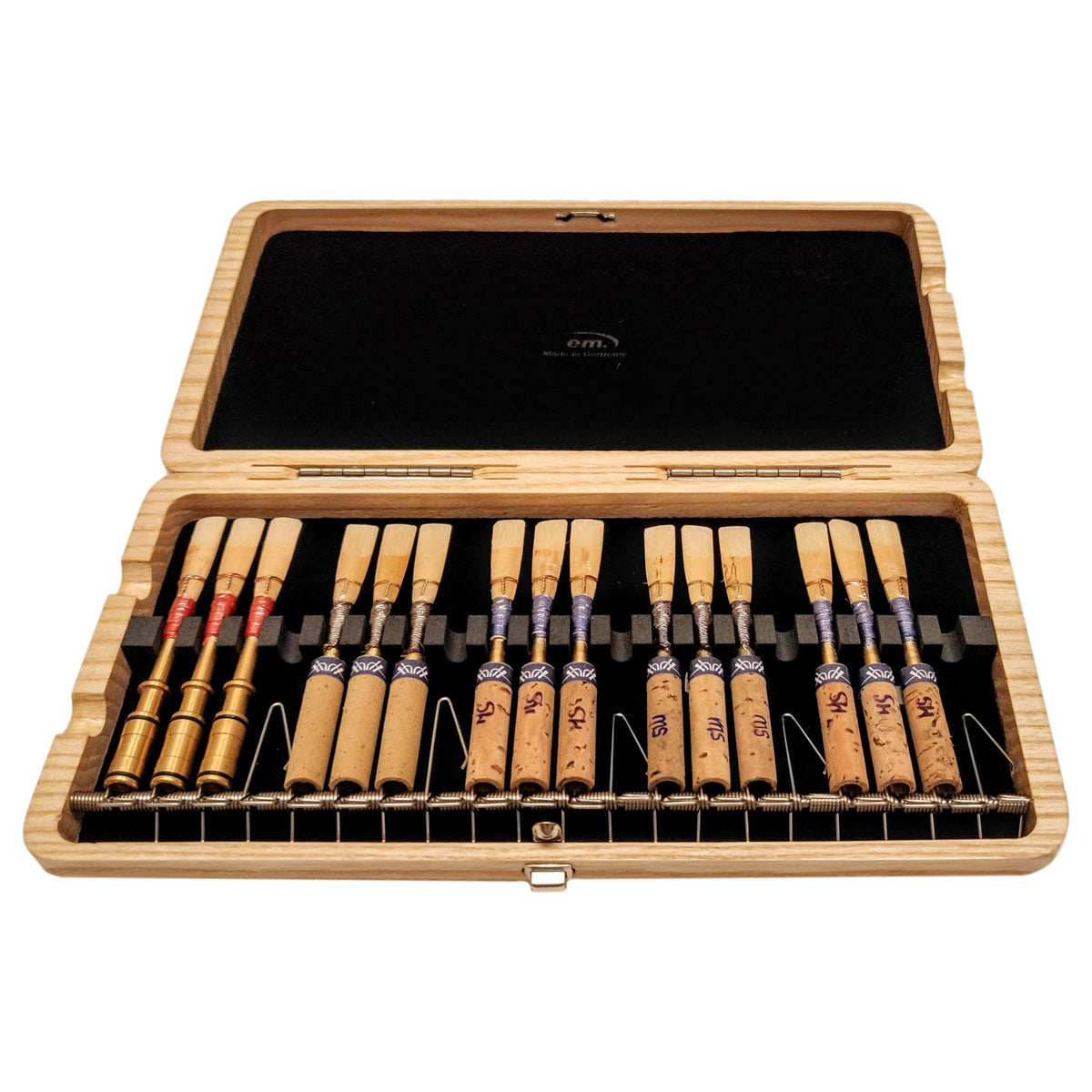 Natural Wood Oboe Reed Case (20 reeds with springs) — Crook and Staple
